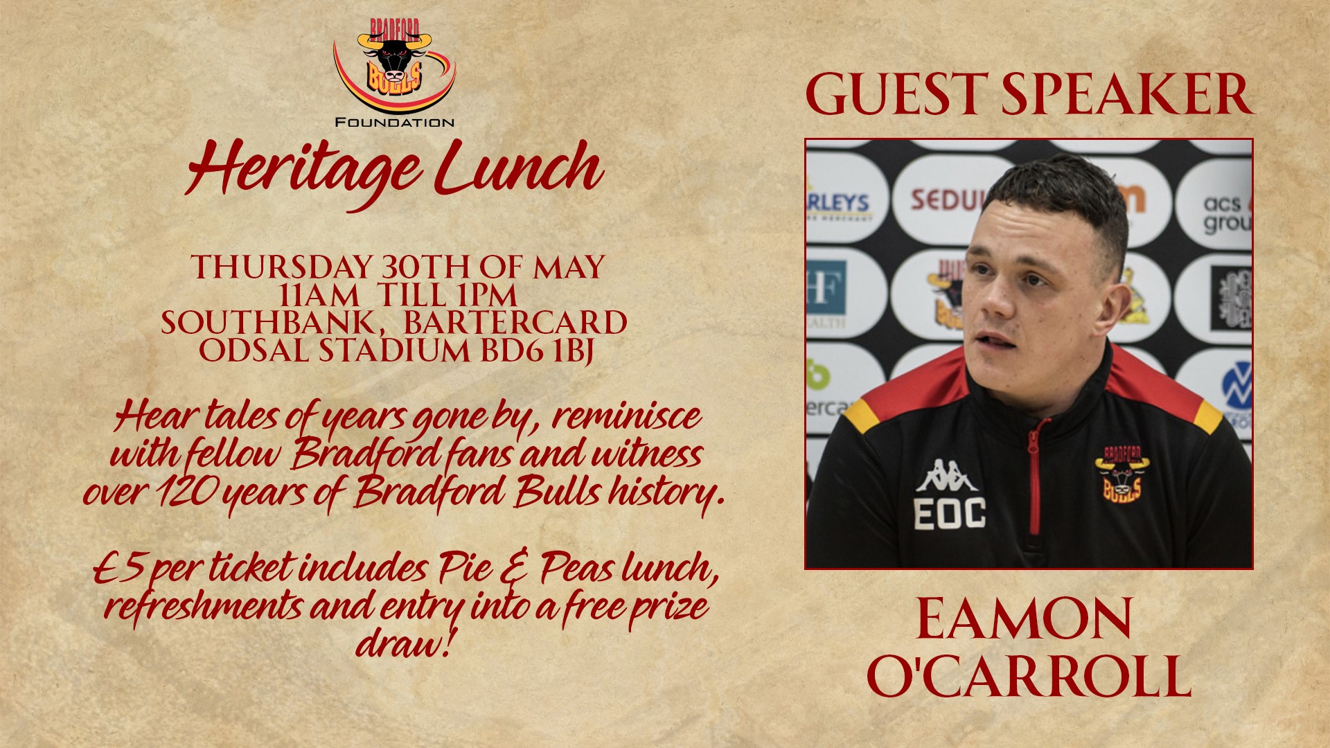 Bradford Bulls Foundation's May Heritage Lunch to feature Head Coach ...